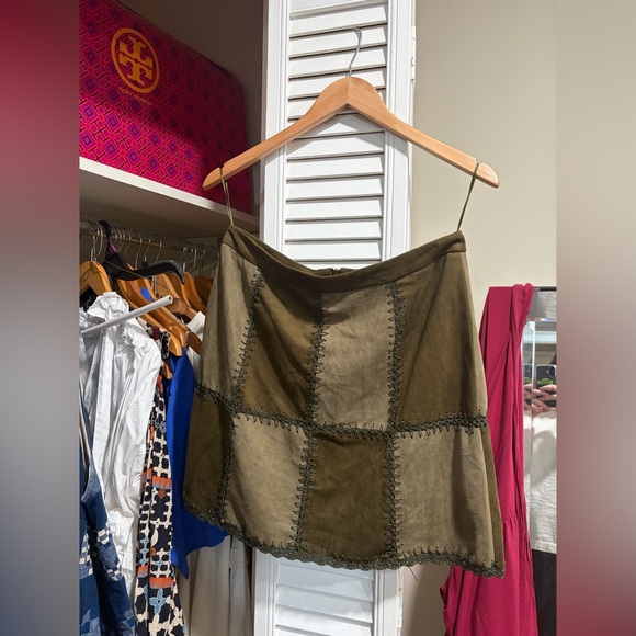 Honey Belle | Skirts | Honey Belle Moss Green Twotone Patchwork Mini ...